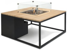 Stůl s plynovým ohništěm COSI- typ Cosiloft 100 černý rám / deska teak
