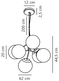 Nordlux - Lustr na lanku IVONA 6xE27/28W/230V černá