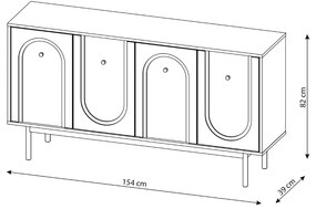Komoda Mazoma 154 cm černá/zlatá