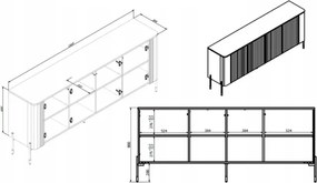 Komoda Vera 190 cm černá