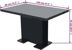 Rozkládací jídelní stůl černý s vysokým leskem 243549