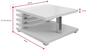 Konferenční stolek KYOTO, 60x44x60, bílý