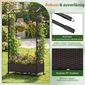 Costway Květinový truhlík s mříží a závěsnou střechou zvýšená postel