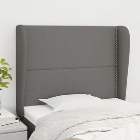 Čelo postele typu ušák tmavě šedé 103x23x118/128 cm textil 3117807