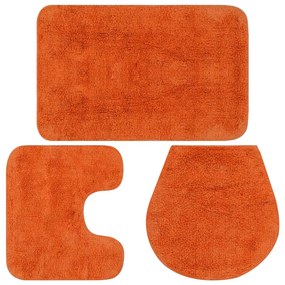 Sada koupelnových předložek 3 kusy textilní oranžová