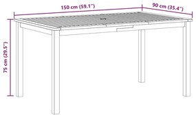 vidaXL Marketos Zahradní stůl 150 x 90 x 74 cm masivní akáciové dřevo