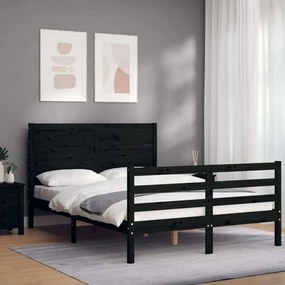 vidaXL Rám postele s čelem 120 x 200 cm masivní dřevo [3194634] Barva: Černá