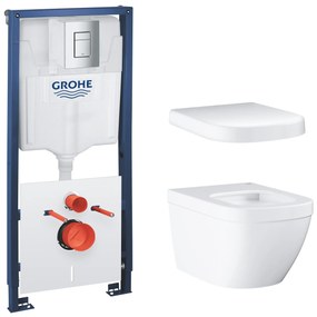 Set záchodová mísa Grohe Euro Ceramic 3920600H, podomítkový WC modul s tlačítkem a těsněním Grohe Solido 39930000, 39330001