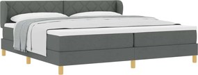 Postel s boxspringem s čelo Tmavě šedá 200 x 200 cm textil 3340298