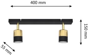 LED Bodové svítidlo TUBSSON 2xGU10/4,8W/230V černá/zlatá