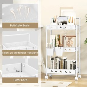 Costway 3 úrovňový vozík servírovací vozík s kolečky kuchyňský vozík se 2