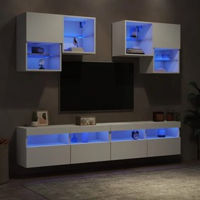 6dílná obývací stěna s LED osvětlením bílá - Default Title