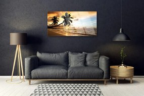 Obraz na skle Palma Stromy Pláž Krajina 100x50 cm