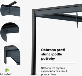 Blumfeldt Pantheon Cortina altán 3x4 m, odolný vůči povětrnostním vlivům, hliník, prášková barva, rolety