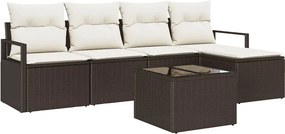 Set pohovek 6 ks Hnědá a krémová polyratan 3355017