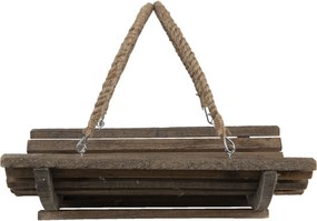 Dřevěný půlkruhový košík s jutovými uchy - 40*29*10 cm