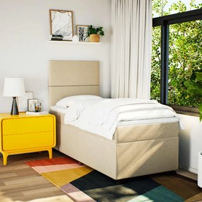 Box spring postel s matrací krémová 90x200 cm textil 3290369