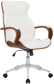 Kancelářská Židle Melilla ~ dřevo ořech - Bílá