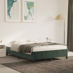 Rám postele tmavě zelený 140 x 190 cm samet - Default Title