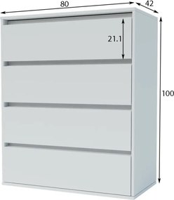 Komoda se 4 zásuvkami Idea K 80 cm Nymphaea alba