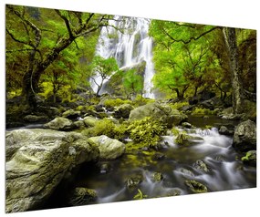 Obraz lesní krajiny s potokem (120x80 cm)