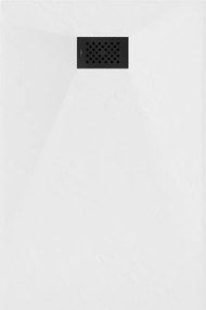 Mexen Hugo, obdélníková sprchová vanička SMC 100 x 80 cm, bílá, černá krytka, 42108010-B