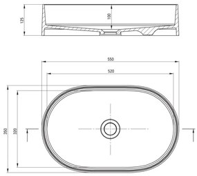 Deante CQS_SU6S - Umyvadlo na desku SILIA 35x55 cm granit/metalicky šedá