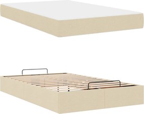 Rám postele s matrací 2 ks Krémová textil 3399478