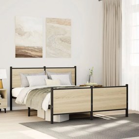 Kovový rám postele bez matrace dub sonoma 140 x 190 cm 3301360