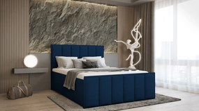 SFAB Kontinentální čalouněná postel VERONA (180x200 cm) Látka Velutto: Velutto 11 - Modrá