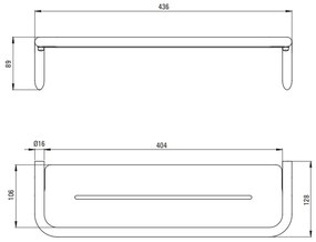Deante Silia, nástěnná polička 436x124x89 mm, černá matná, DEA-ADI_N511