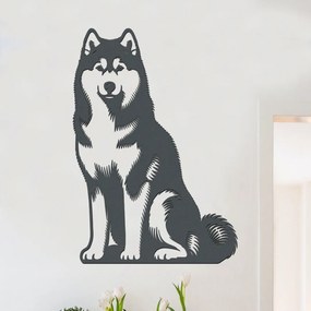 dřevo života Dřevěný obraz psa Husky Zvolte rozměr (cm): 24x40, Zvolte barvu dekoru: Antracitová