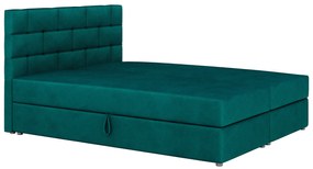 Manželská postel Boxspring 160x200 cm Waller Comfort (tmavě zelená) (s roštem a matrací). 1056380