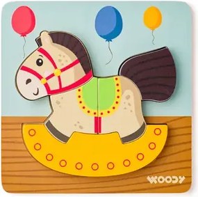 Woody Puzzle Baby - koník houpací / od 12 měsíců