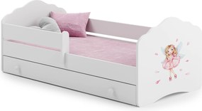 ADRK Furniture Postel s matrací, zábranou a šuplíkem CASIMO GIRL WITH WINGS 140x70 CH-Cas-Bar-Gir-Wing-140-n-E457