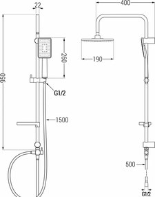 Mexen sprchový set X54 s horní hlavicí 30x19 cm, černá, 798545491-71