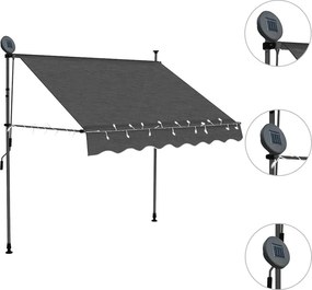 Ručně zatahovací markýza s LED světlem 150 cm antracitová 145863
