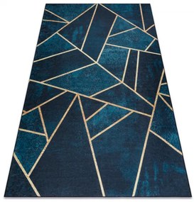 Kusový koberec vhodný k praní ANDRE 1173 Geometrický protiskluzový tyrkysový zlatý Rozměr: 80x150 cm