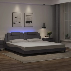 Rám postele Viana s LED bez matrace šedý 200 x 200 cm 3214046