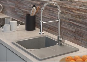 Kuchyňská dřezová baterie QUADRON SALMA NEW s pružinovou hadicí a sprchou v provedení broušená ocel