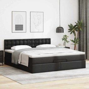 Osmanský rám postele s matrací černá 160x200cm umělá kůže 3311313