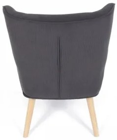 Křeslo ušák potah šedá manšestrová látka dřevěné nohy masiv AK-314 GREY2