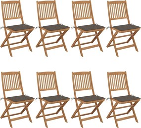 vidaXL Skládací zahradní židle s poduškami 8 ks masivní akácie [3075027] Barva: taupe