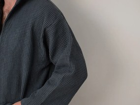 Vaflový župan s kapucí SPAFFLE, tmavě šedý Velikost: L/XL
