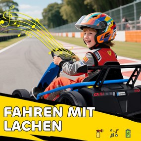 AIYAPLAY 24V elektrické Go-Kart k jízdě a driftování, nylonové pneumatiky, bezpečnostní pás, klakson, hudba pro děti 8-12 let, modré
