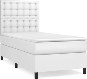Box spring postel s matrací bílá 90x190 cm umělá kůže 3142816