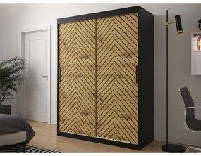 Šatní skříň Ratintu 1 150 cm, Úložný prostor: ne, Barva: černá / dub artisan + černá