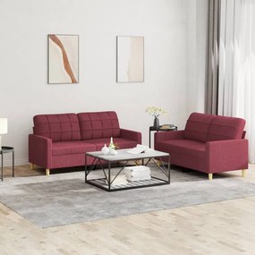 2dílná sedací souprava s poduškami vínová textil 3201280