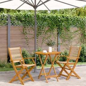 3dílný bistro set béžový polypropylen a masivní dřevo 3281855