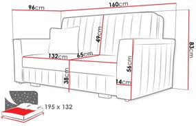 Rozkládací pohovka s úložným prostorem BELA GLAM 3 - růžová